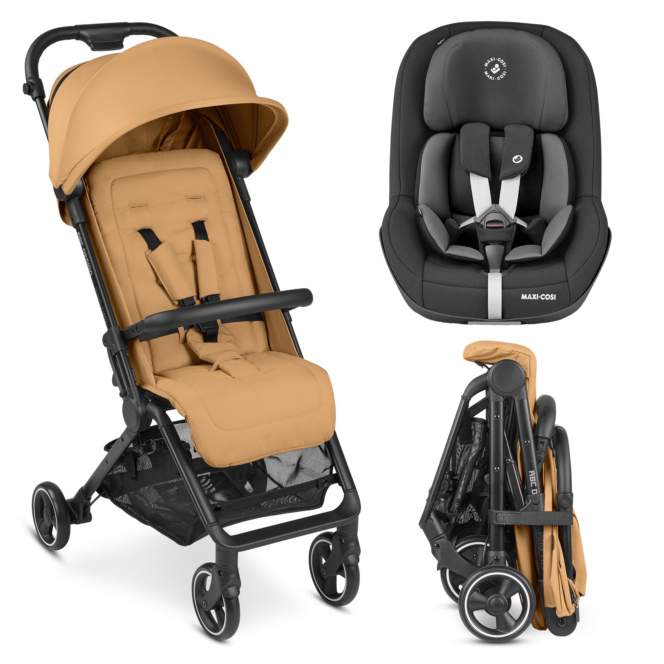 ABC Design - Buggy & Sportwagen Ping Two mit flacher Liegeposition - inkl. Transporttasche ...