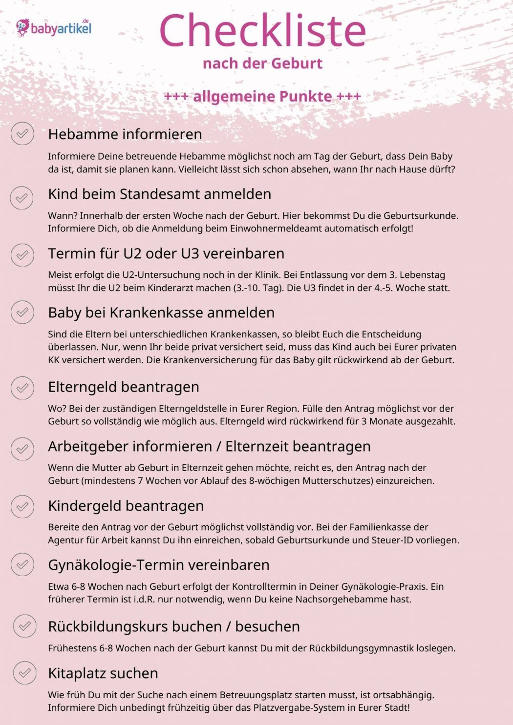 Checkliste nach der Geburt: Alle Formalitäten im Überblick